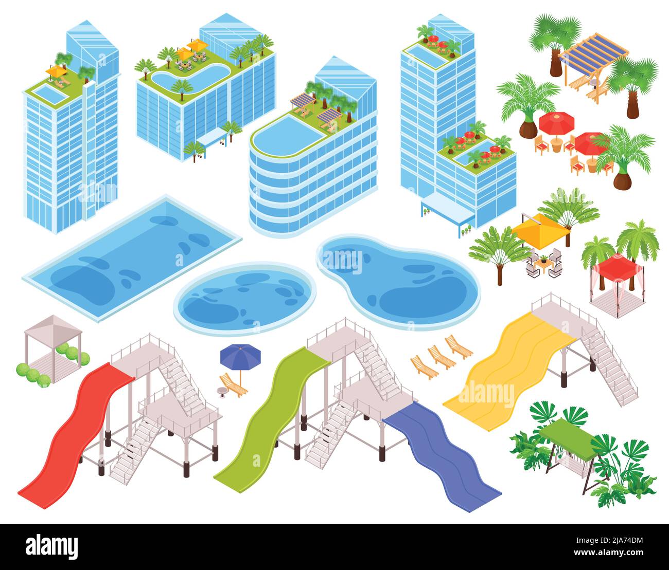 Hotel resort swimming pool area Stock Vector Images - Alamy