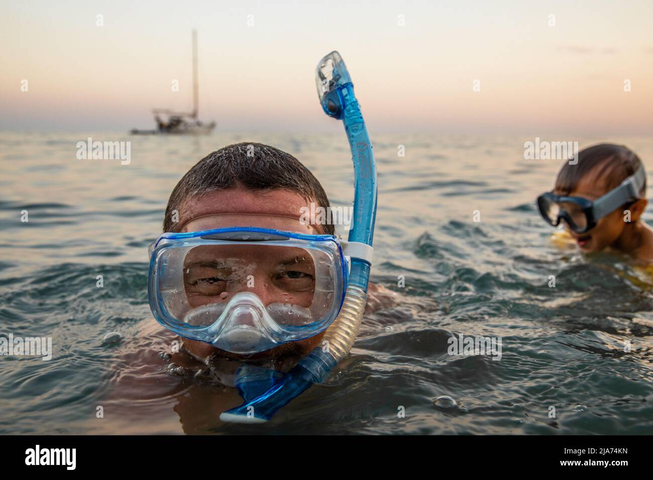 Goofy Scuba Diving Boy