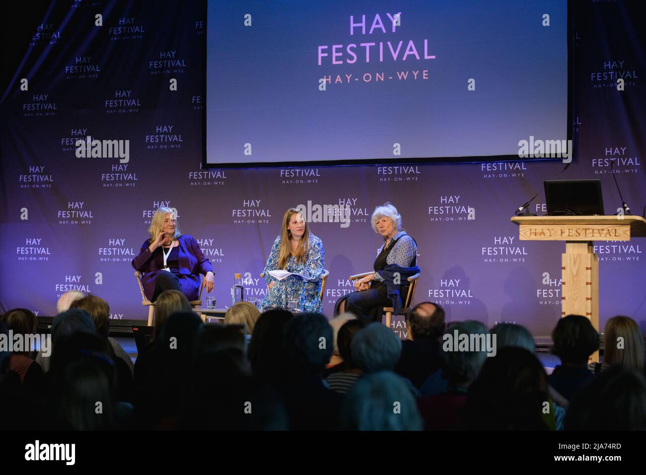 Hay-on-Wye, Wales, UK. 28th May, 2022. Rosie Boycott and Carmen Callil ...