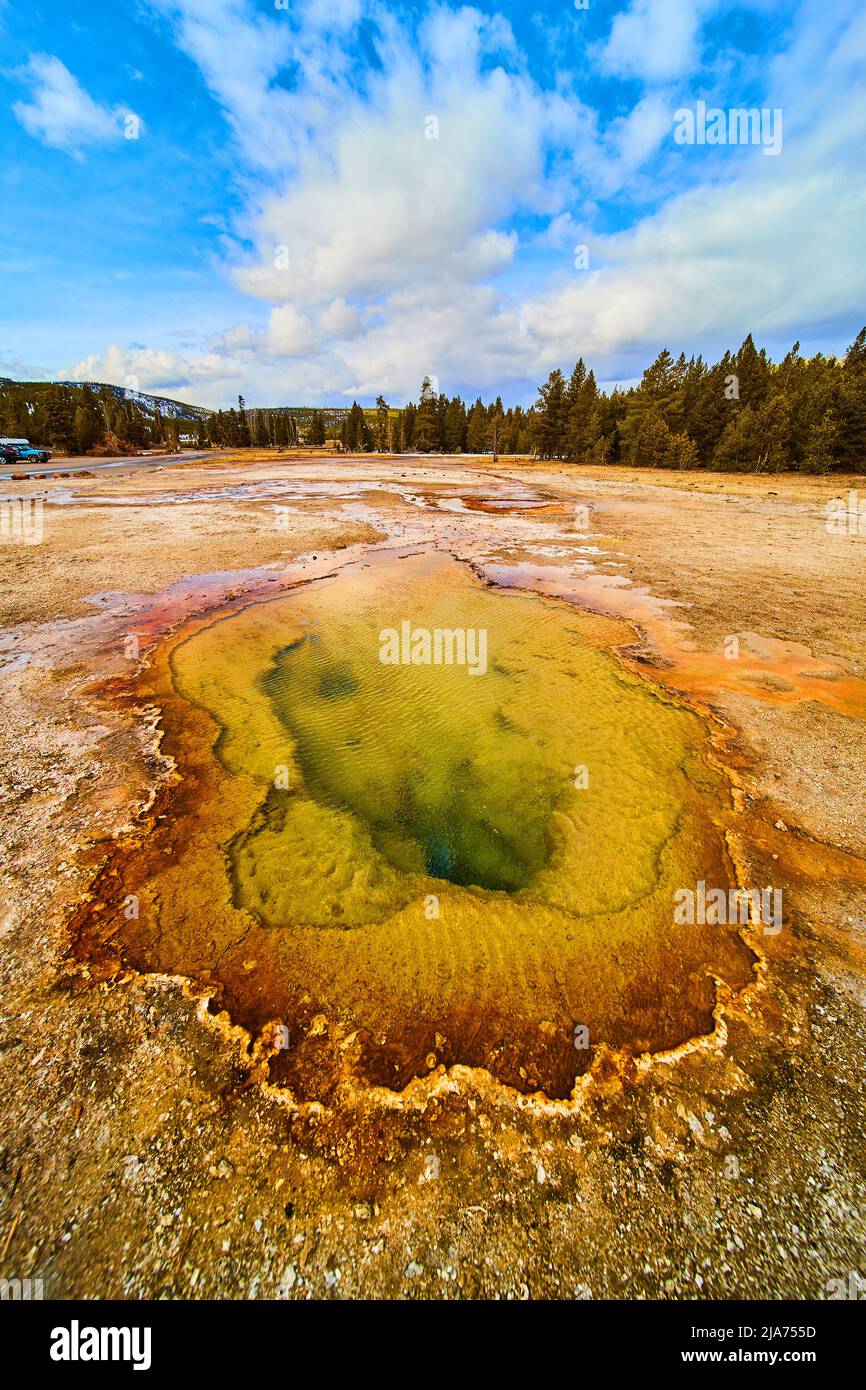Clear hot spring at Yellowstone with variety of colorful rings Stock ...