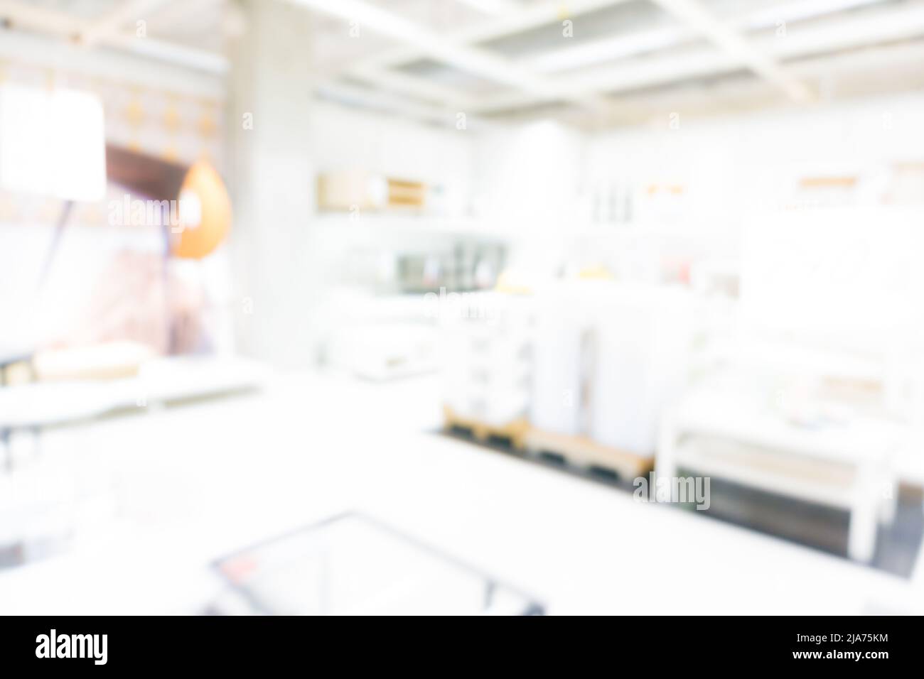 Blurred supermarket with furniture home mart background, Business ...