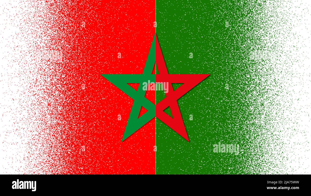 Morocco flag and national emblem. with Harmonious Morocco color Red and ...