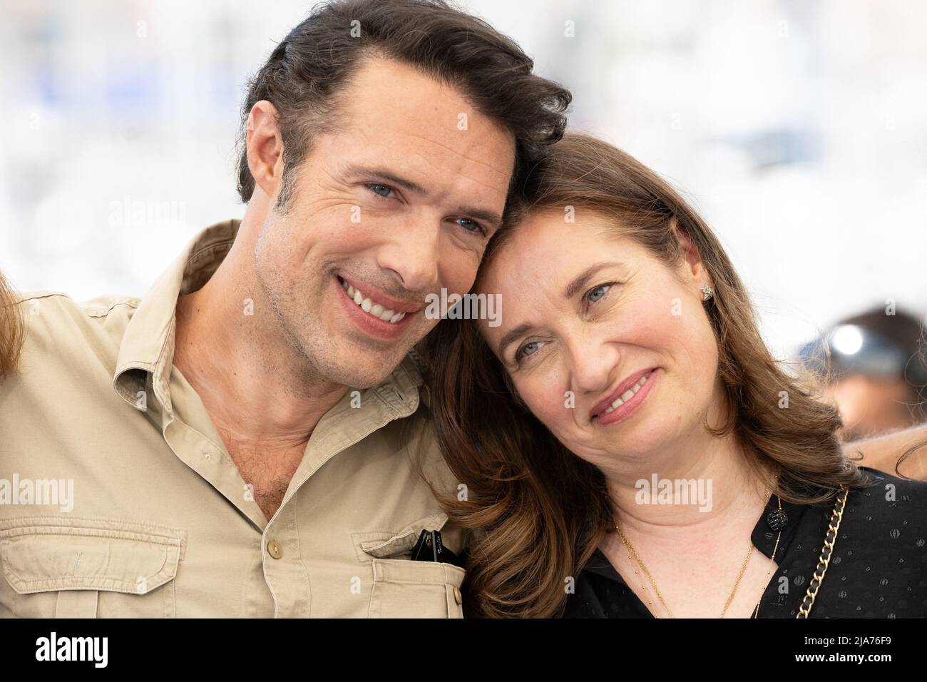 Cannes, France. 28th May 2022. Nicolas Bedos and Emmanuelle Devos ...