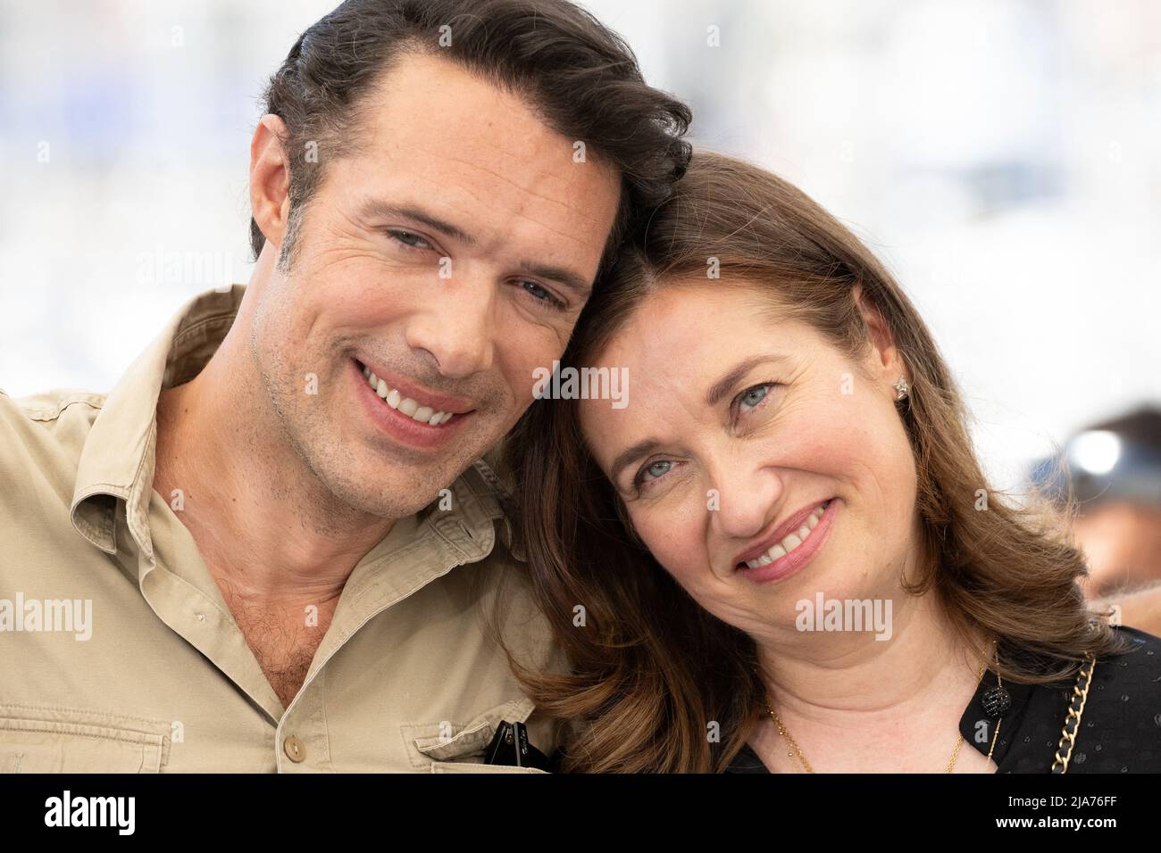 Cannes, France. 28th May 2022. Nicolas Bedos and Emmanuelle Devos ...