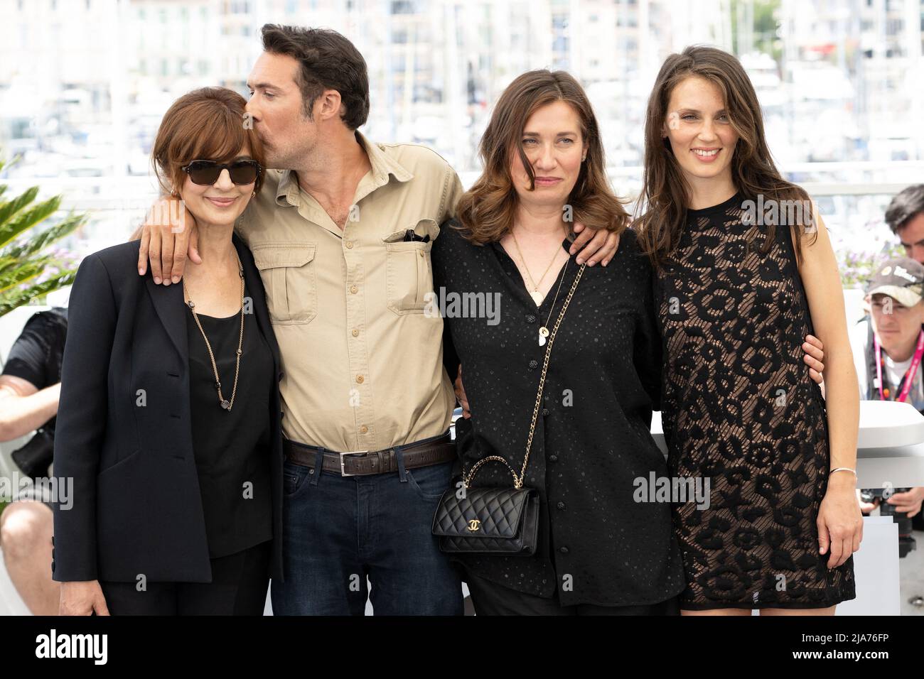 Cannes, France. 28th May 2022. Laura Morante, Nicolas Bedos, Emmanuelle ...