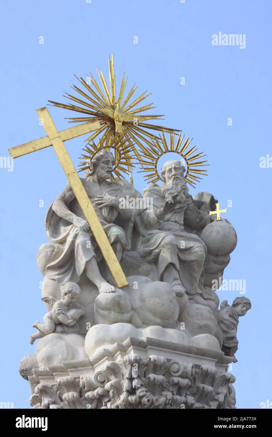 Replica statue of the Holy Trinity plague pillar, originally erected in ...