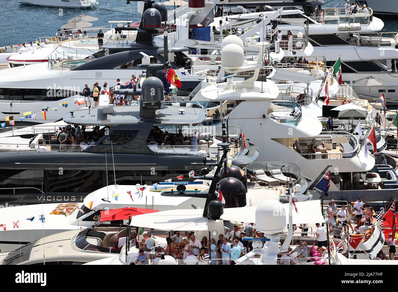 Circuit atmosphere - Boats in the scenic Monaco Harbour. Monaco Grand ...