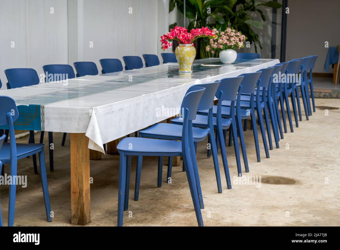 Catering long table seating and conference long table in restaurant ...