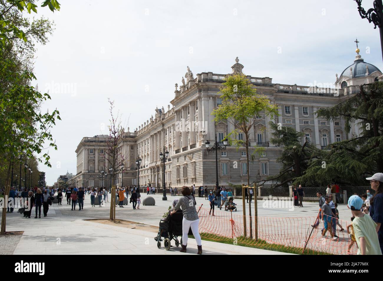Madrid, Spain; 04172022: The walking paths around Royal Palace are ...