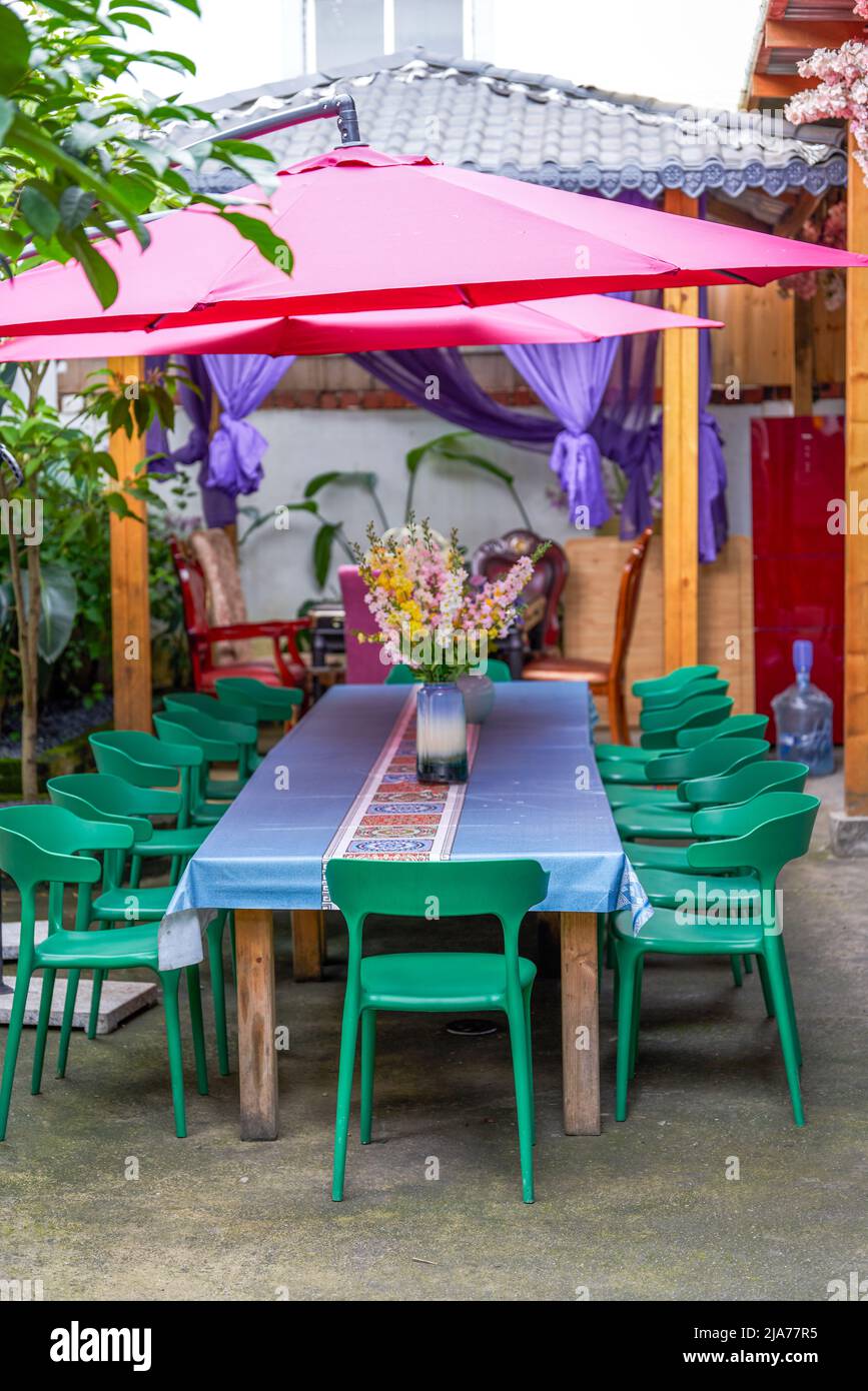 Catering long table seating and conference long table in restaurant ...