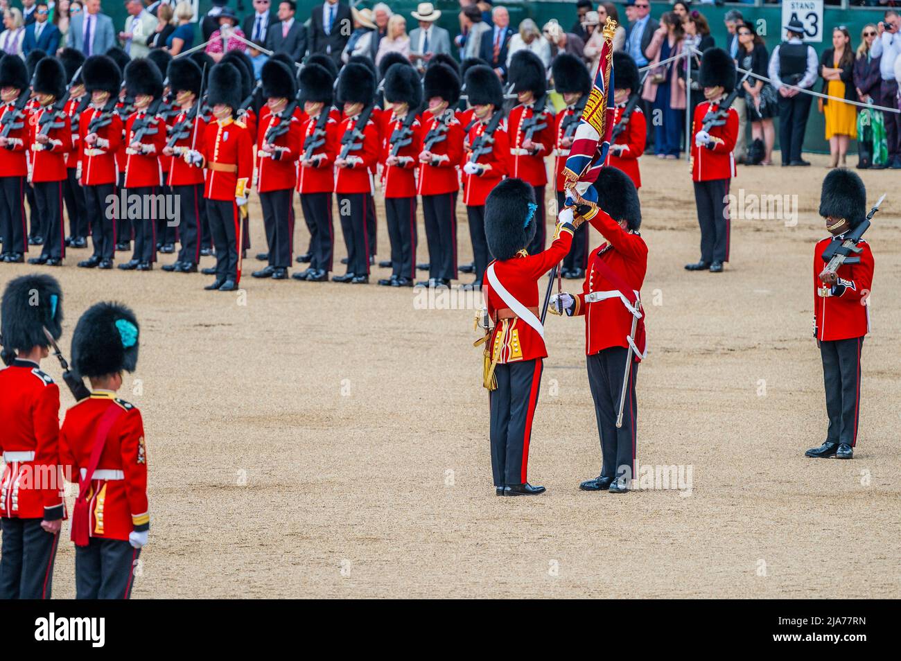 London, UK. 28th May, 2022. The colour guard collects the colours - The ...