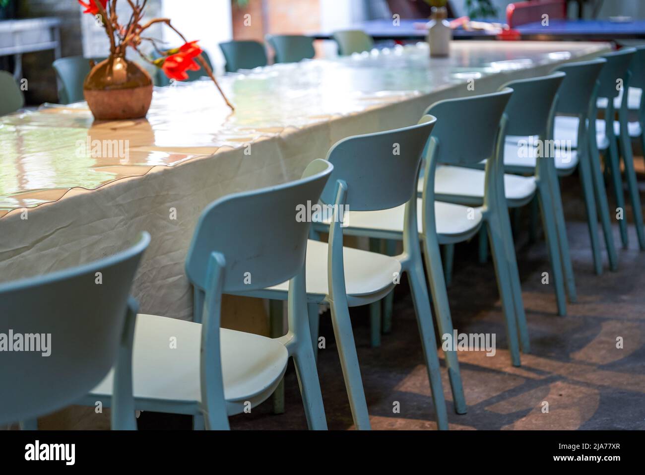 Catering long table seating and conference long table in restaurant ...