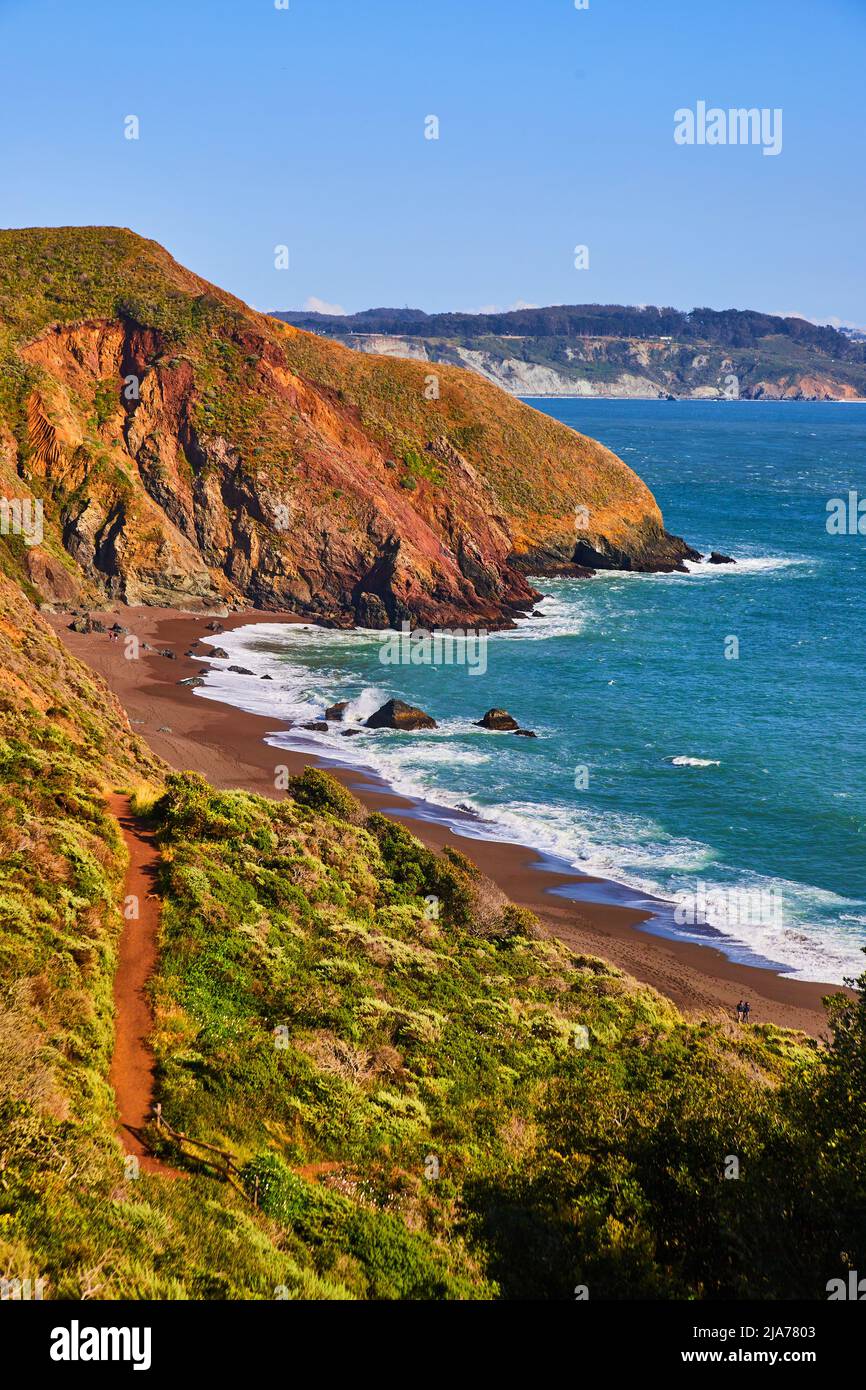 Beautiful ocean beaches with hiking trail and hills Stock Photo - Alamy