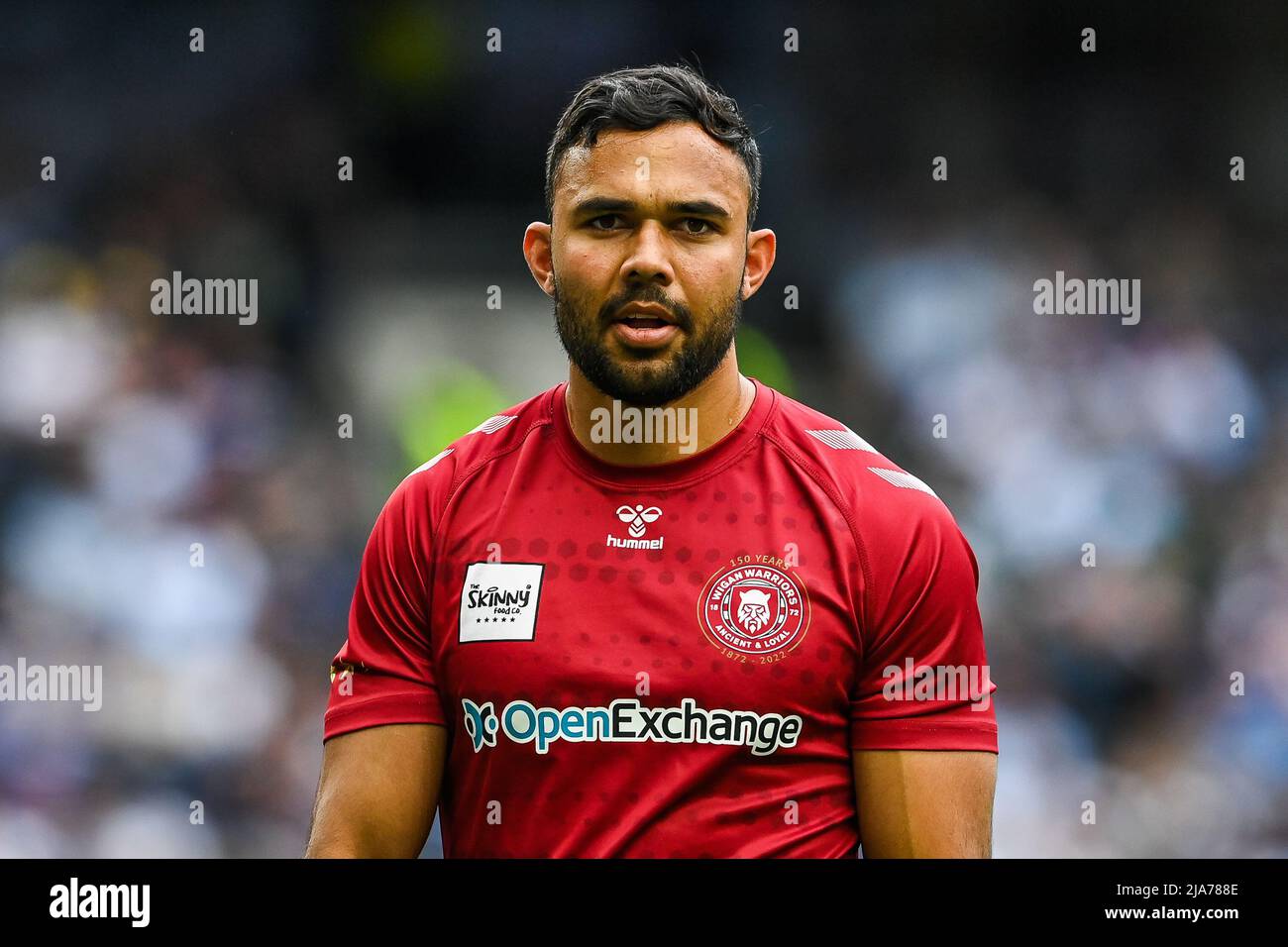 Bevan French #1 of Wigan Warriors during pre match warm up Stock Photo ...