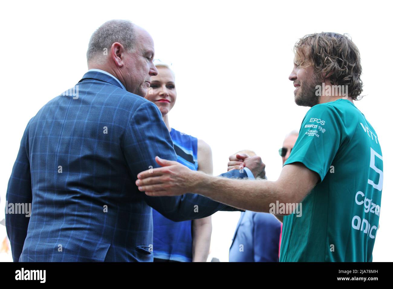 (L to R): HSH Prince Albert of Monaco (MON) with Sebastian Vettel (GER ...