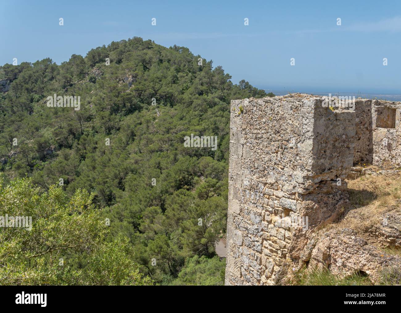 Ruins of the Castell de Santueri, located in the Majorcan town of ...
