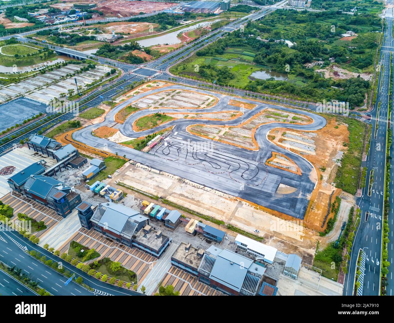Aerial photography of an urban professional car track Stock Photo - Alamy