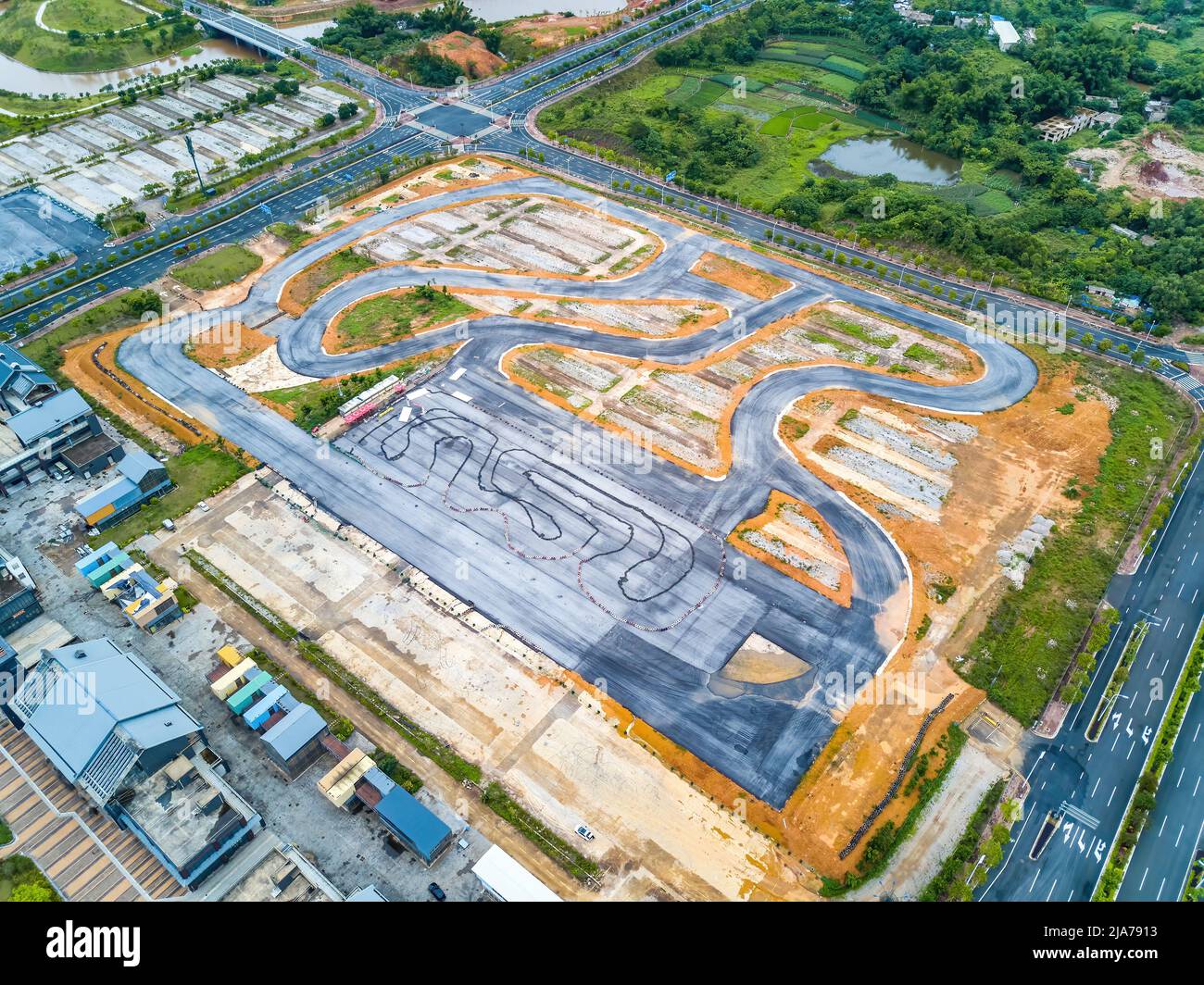 Aerial photography of an urban professional car track Stock Photo - Alamy
