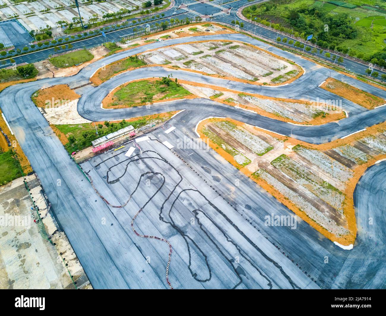 Aerial photography of an urban professional car track Stock Photo - Alamy