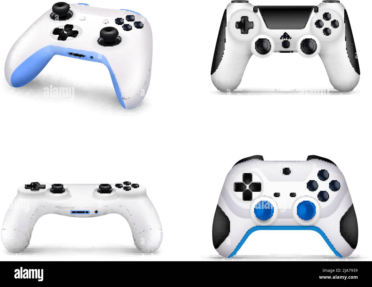 Realistic set of various models of controllers for video game console ...
