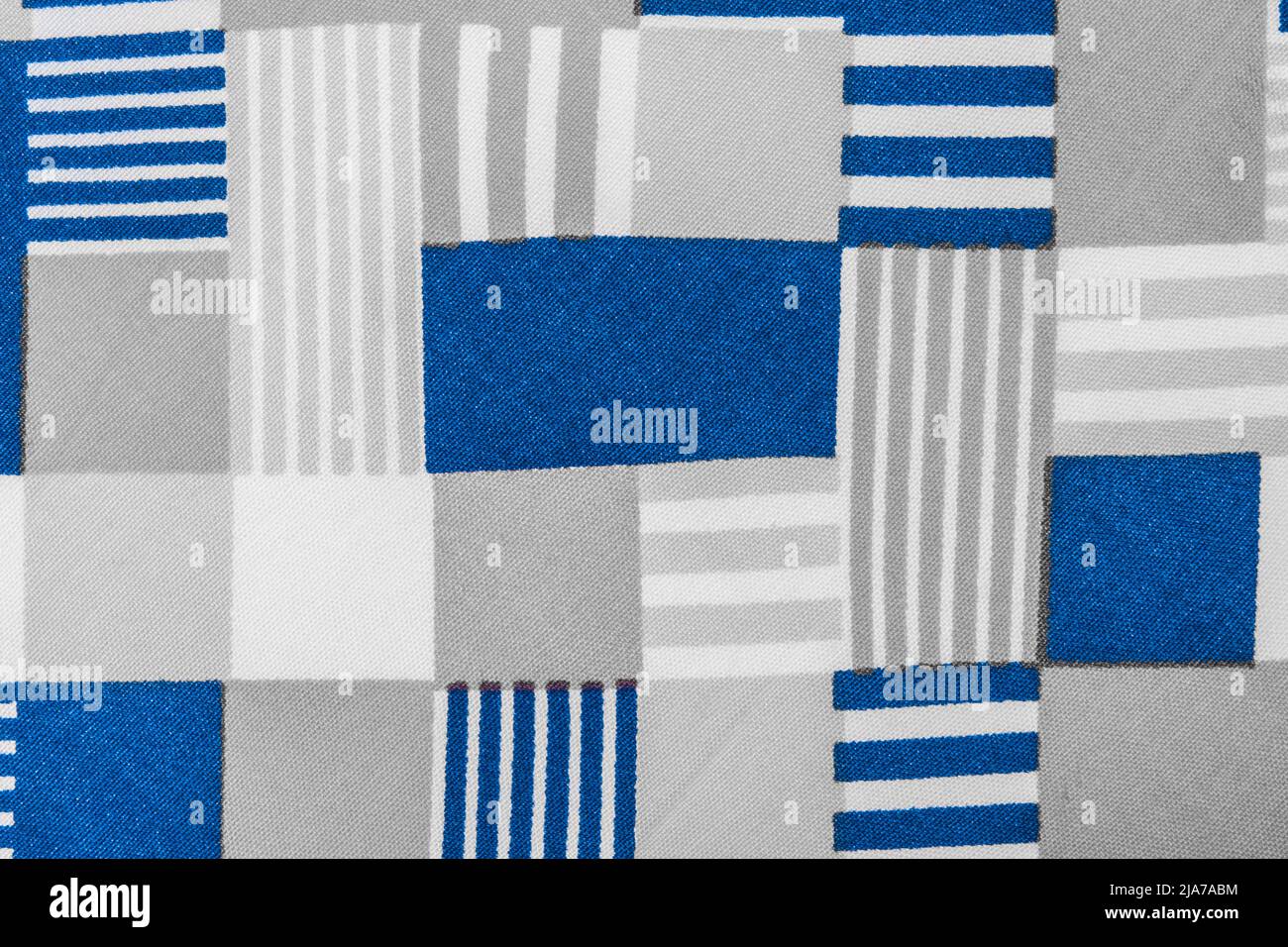 Color Blue and Grey Geometric Square Mosaic Abstract Fabric Pattern ...