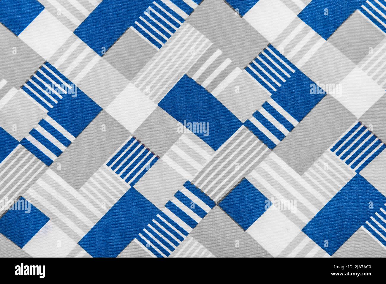 Color Blue and Grey Geometric Square Mosaic Abstract Fabric Pattern ...