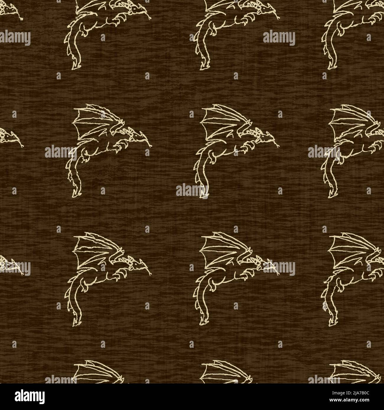 Dragon linen effect texture seamless pattern. Woven mythical beast for ...