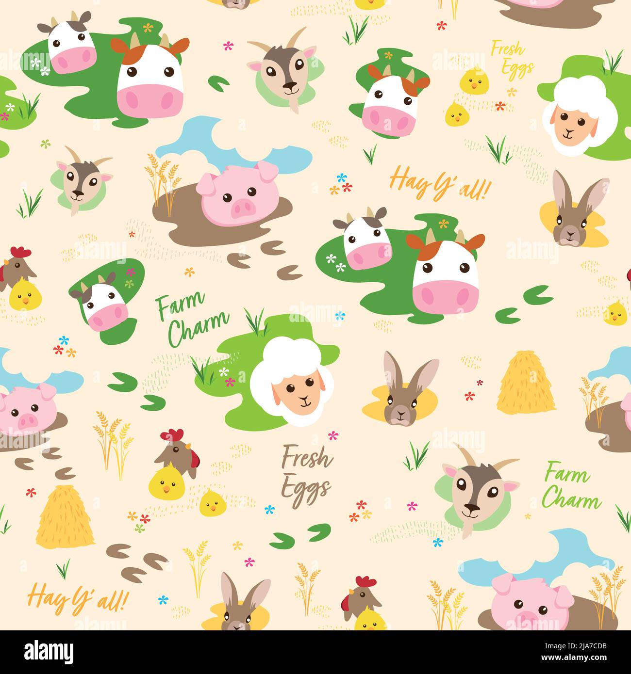 Colorful Friendly Farm Animal faces Stock Vector Image & Art - Alamy