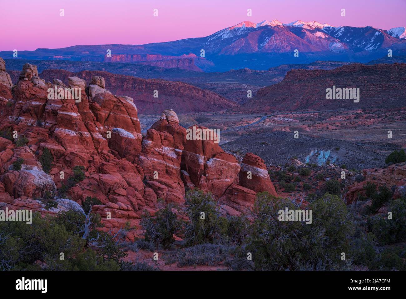 Fiery Furnace Overlook at twilight in Arches National Park, Utah Stock ...