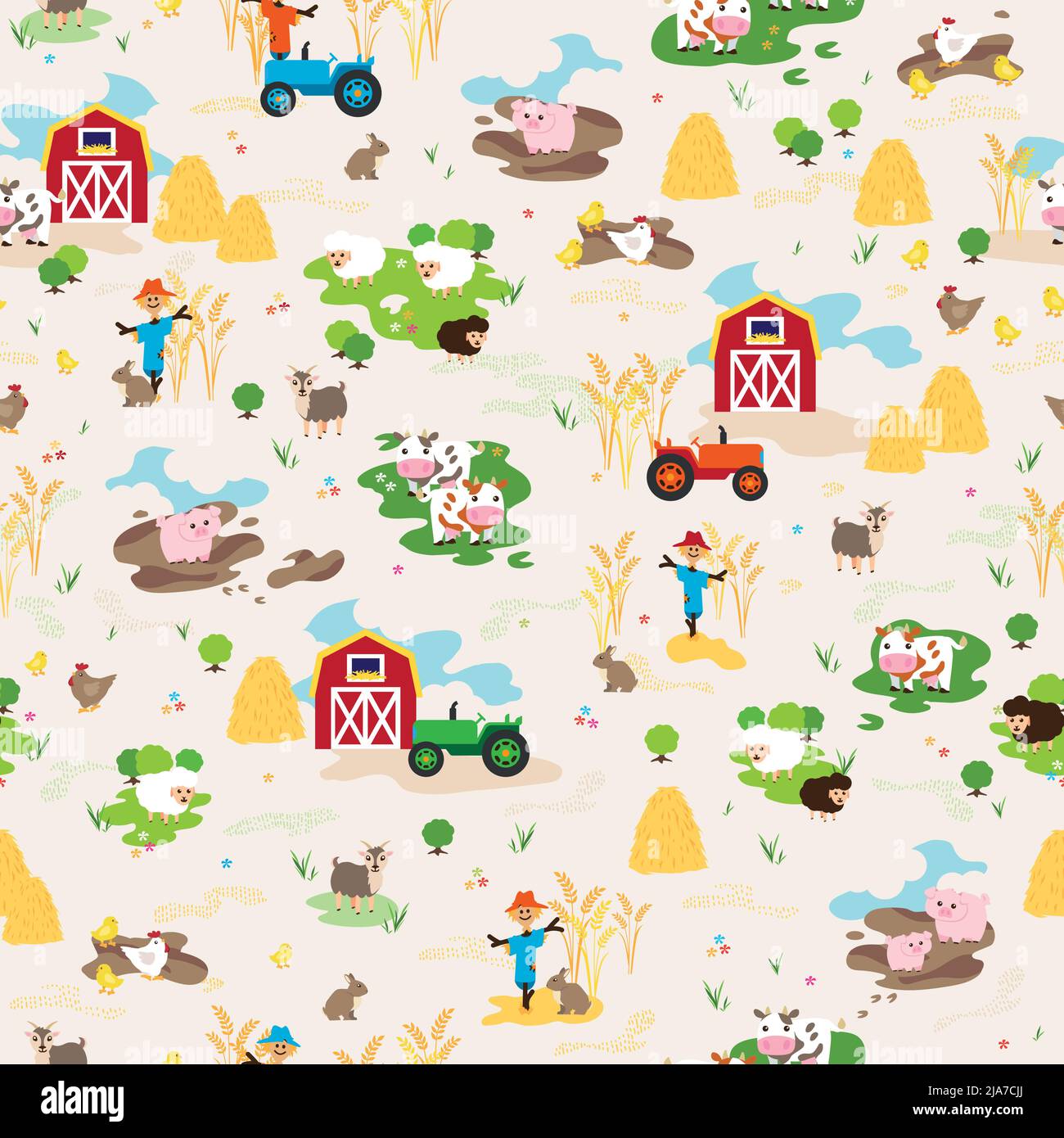 Cute Colorful Farm Animal life Stock Vector Image & Art - Alamy