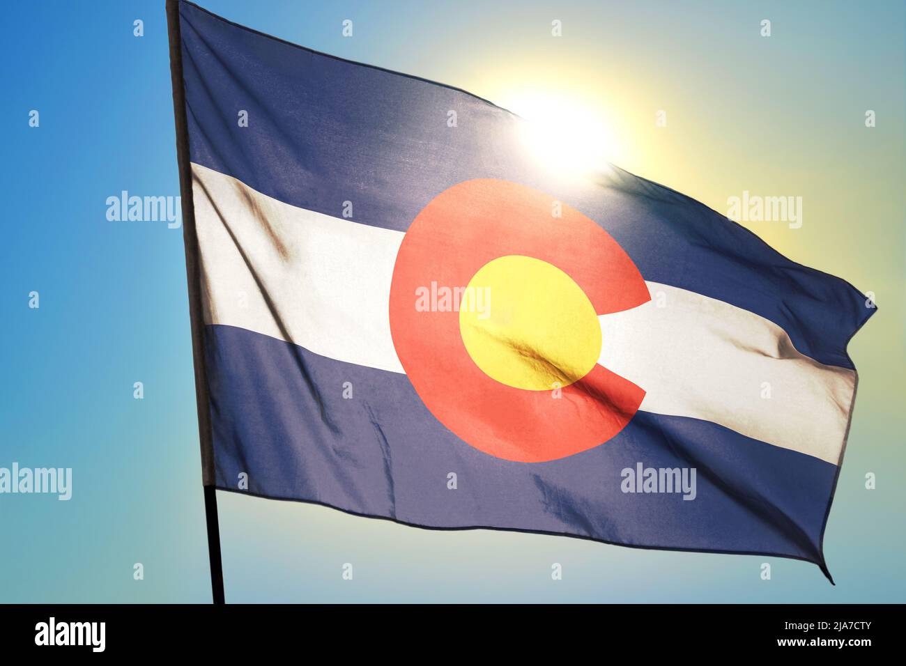 Colorado state of United States flag waving on the wind Stock Photo - Alamy