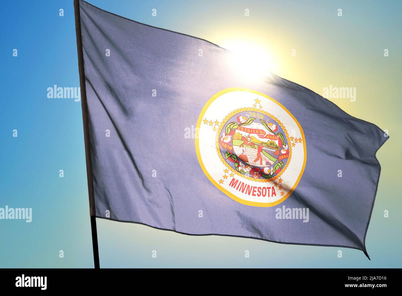 Minnesota state of United States flag waving on the wind Stock Photo ...