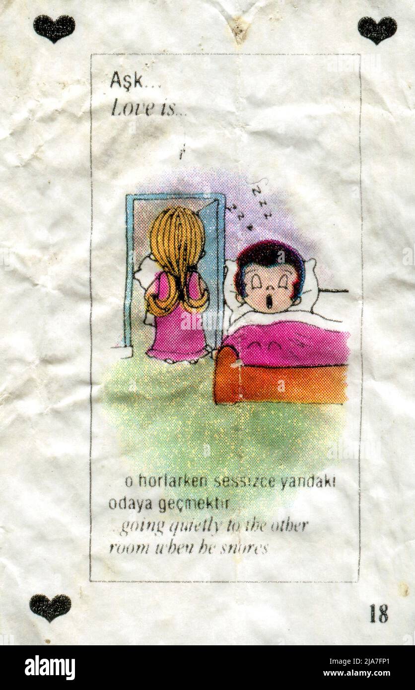 Turkish chewing gum insert. Love is... . 1990s Stock Photo - Alamy