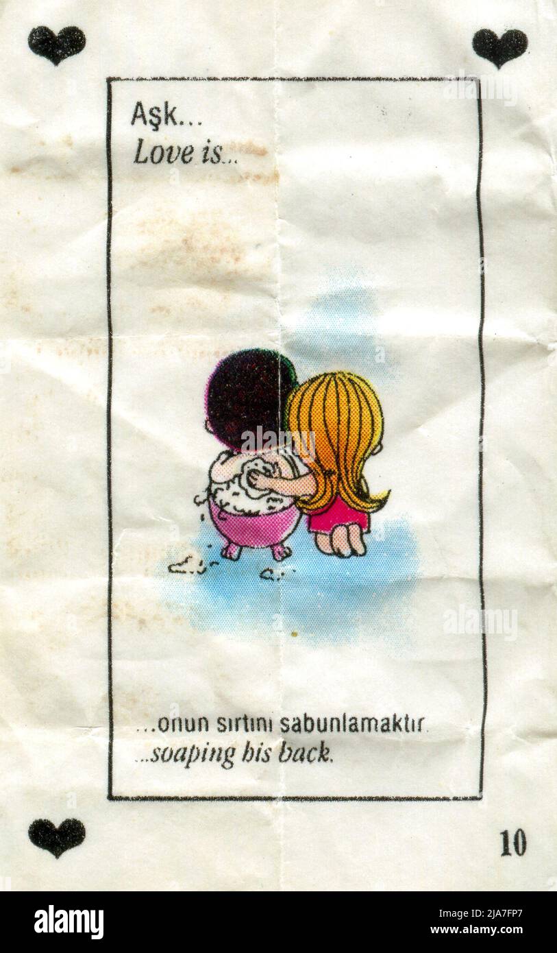 Turkish chewing gum insert. Love is... . 1990s Stock Photo - Alamy