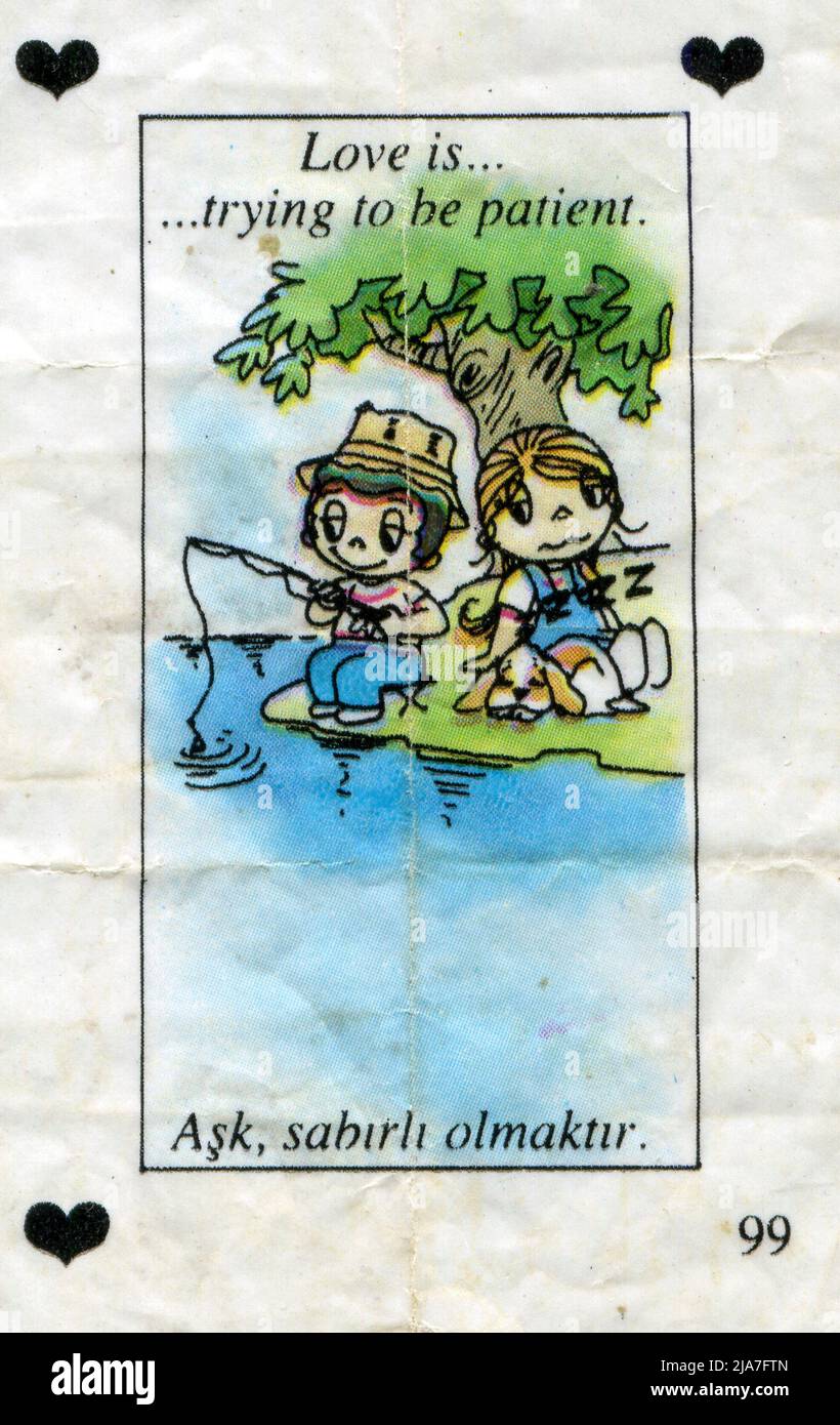 Turkish chewing gum insert. Love is... . 1990s Stock Photo - Alamy