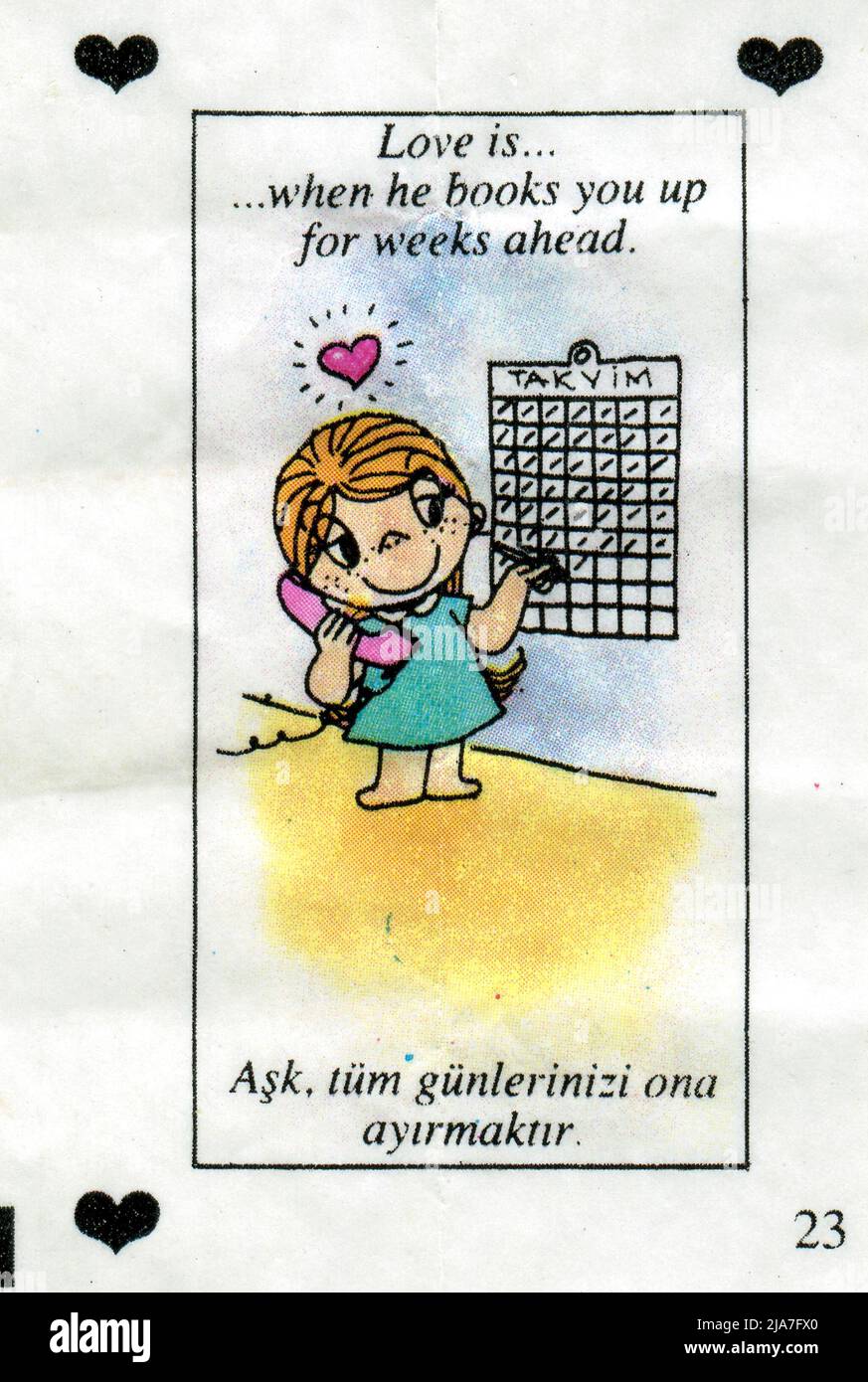 Turkish chewing gum insert. Love is... . 1990s Stock Photo - Alamy
