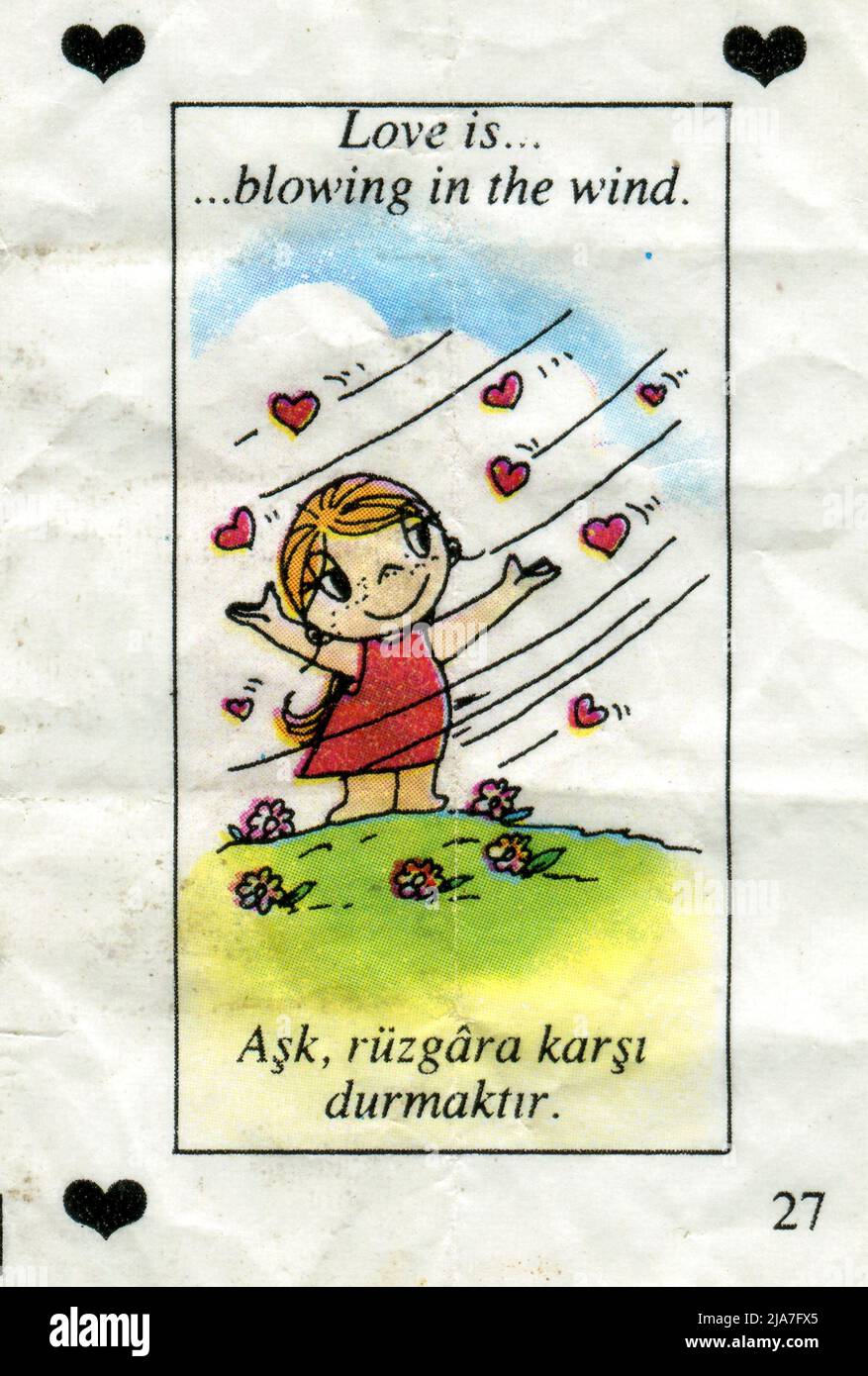 Turkish chewing gum insert. Love is... . 1990s Stock Photo - Alamy