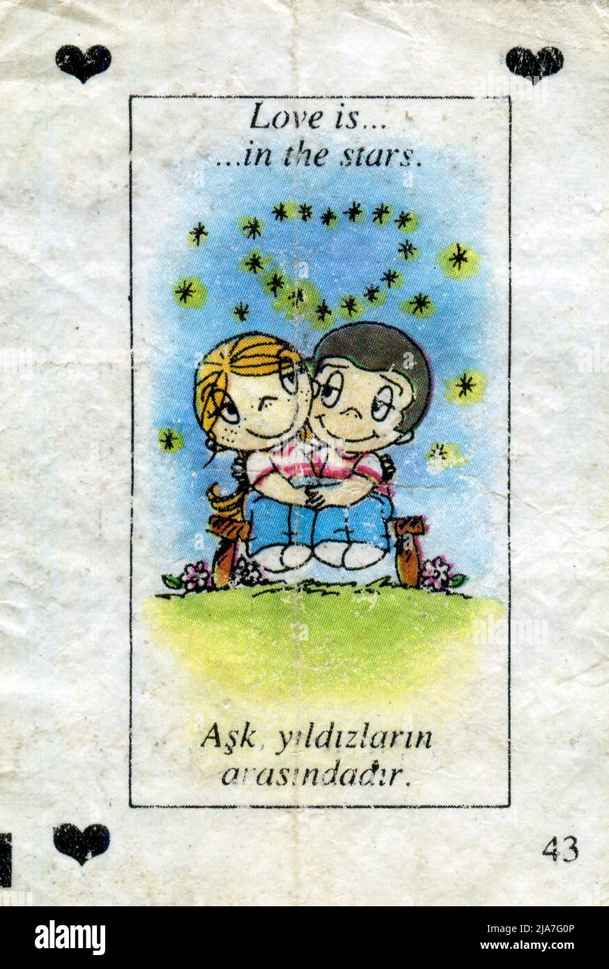 Turkish chewing gum insert. Love is... . 1990s Stock Photo - Alamy