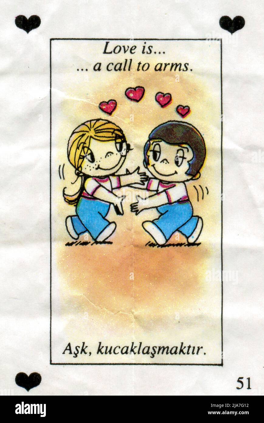 Turkish chewing gum insert. Love is... . 1990s Stock Photo - Alamy