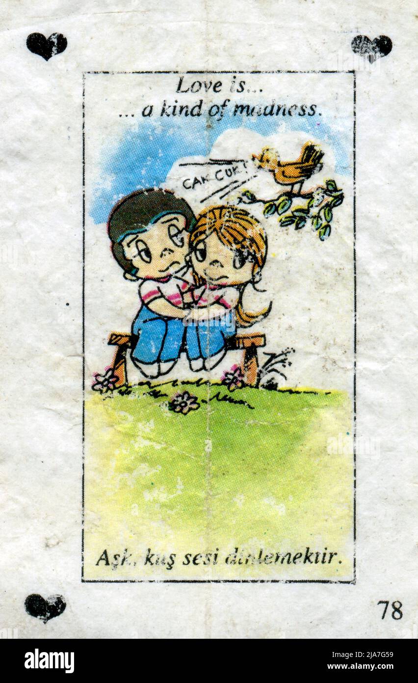 Turkish chewing gum insert. Love is... . 1990s Stock Photo - Alamy