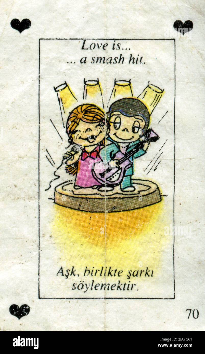 Turkish chewing gum insert. Love is... . 1990s Stock Photo - Alamy