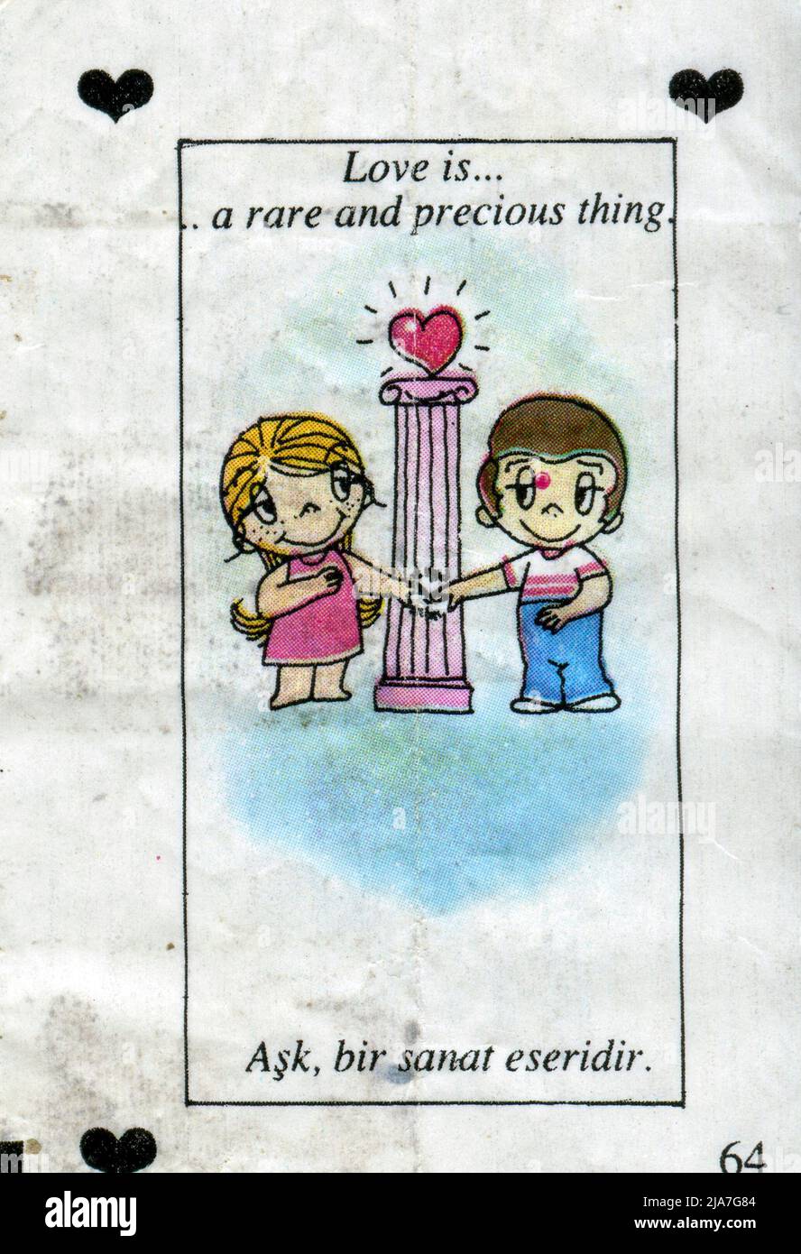 Turkish chewing gum insert. Love is... . 1990s Stock Photo - Alamy