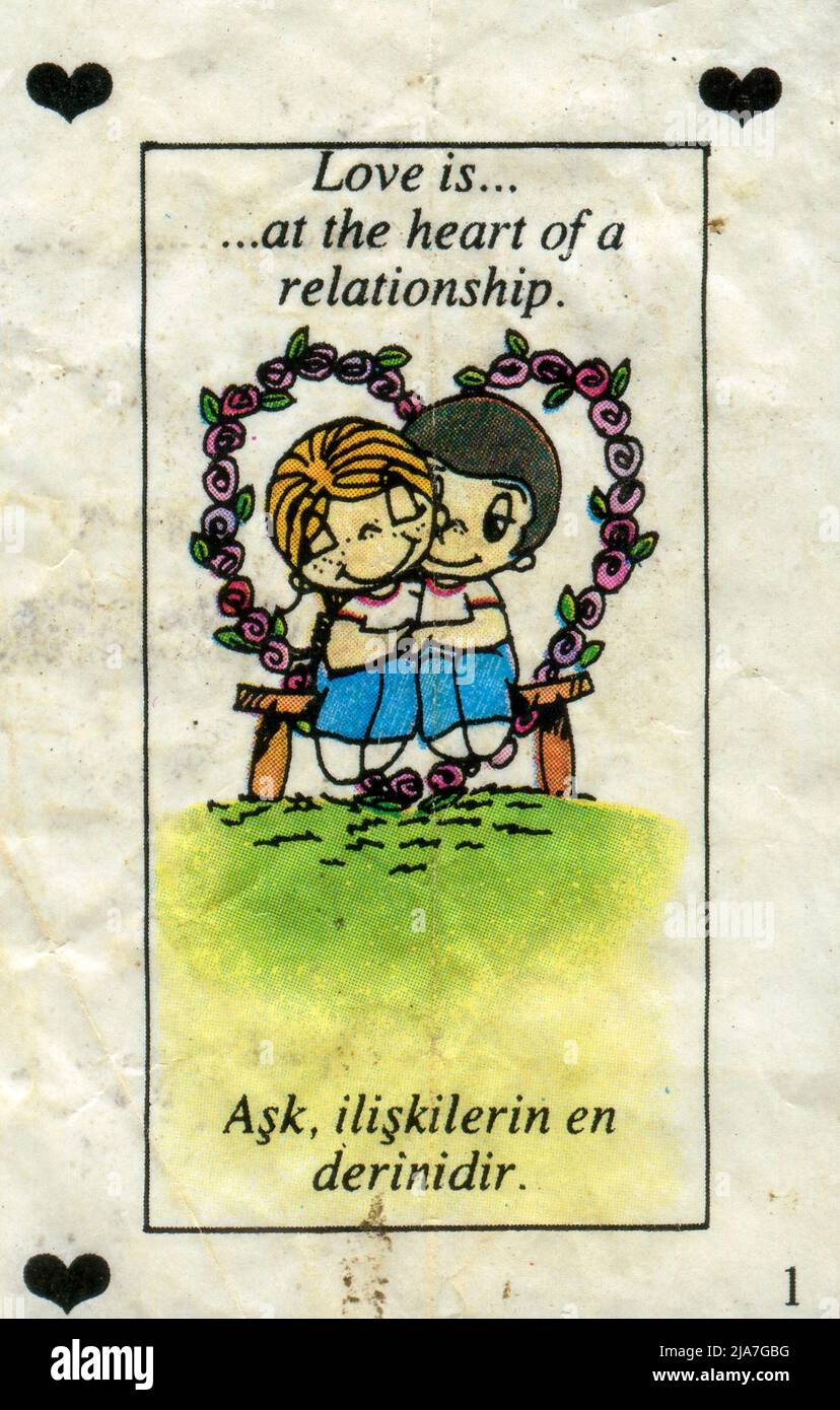 Turkish chewing gum insert. Love is... . 1990s Stock Photo - Alamy