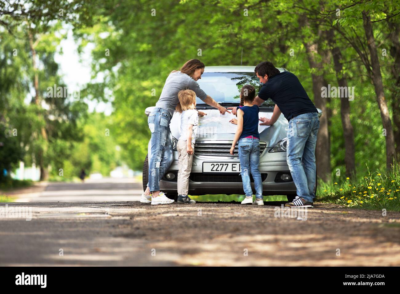 Fun friendly family is on a picnic Stock Photo - Alamy