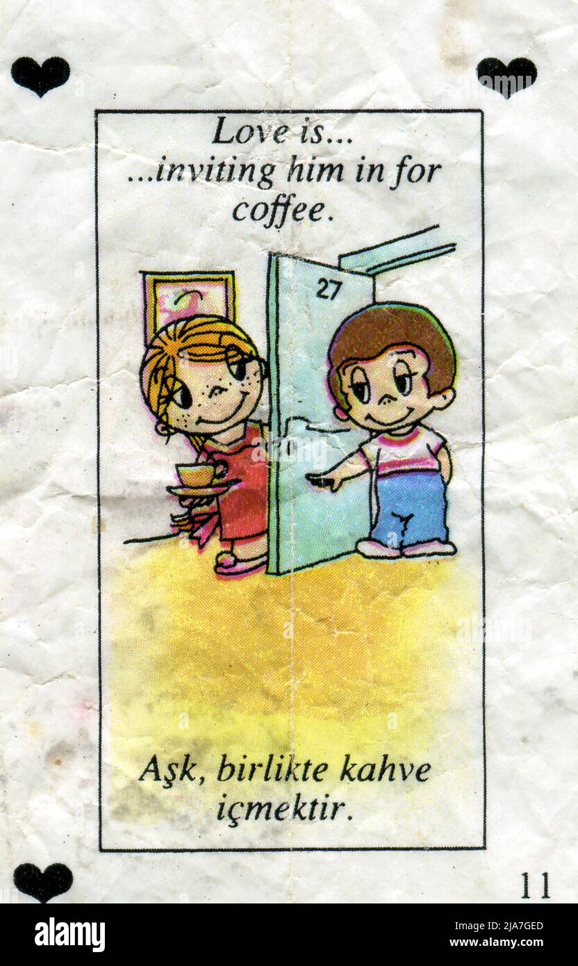 Turkish chewing gum insert. Love is... . 1990s Stock Photo - Alamy