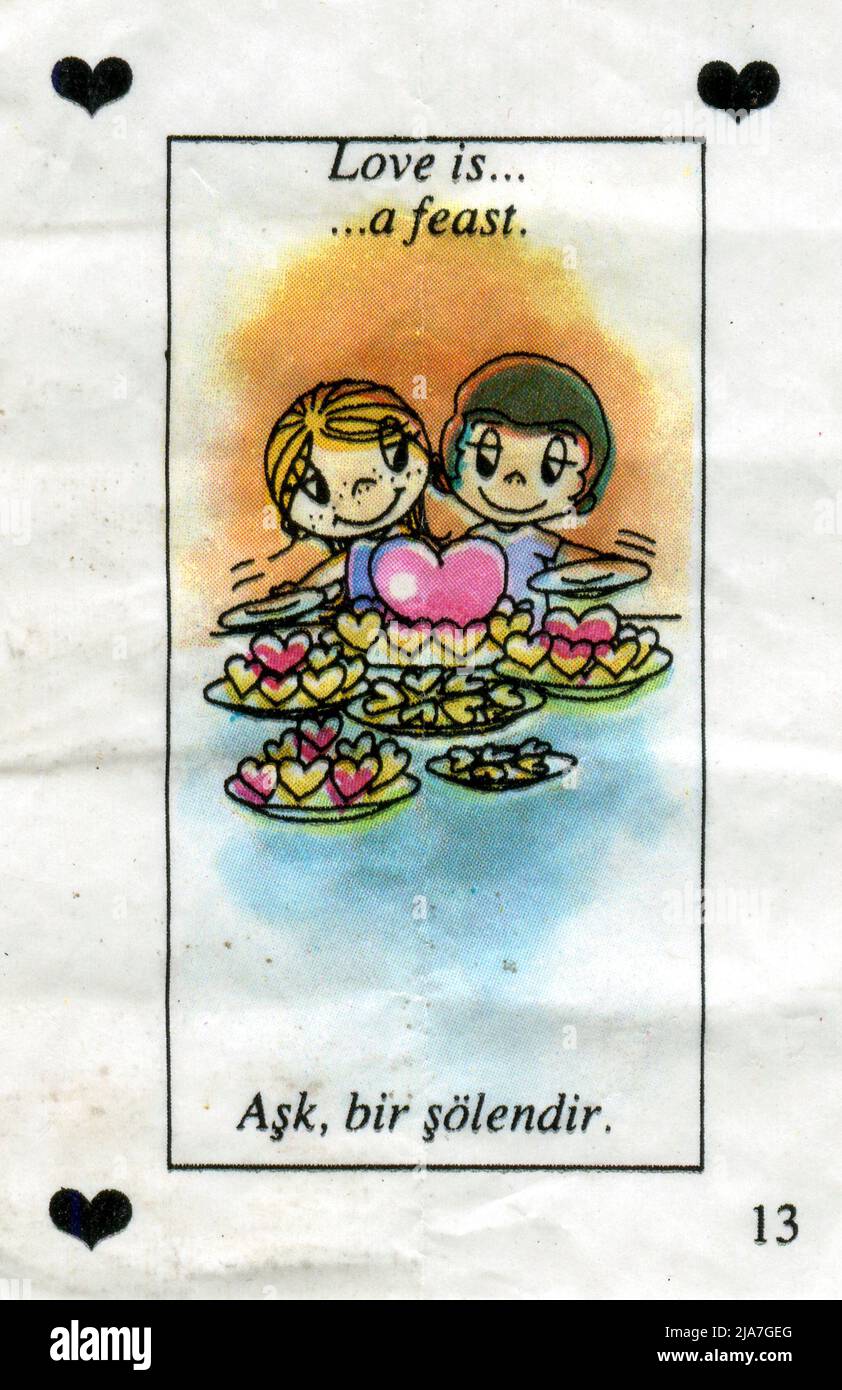 Turkish chewing gum insert. Love is... . 1990s Stock Photo - Alamy