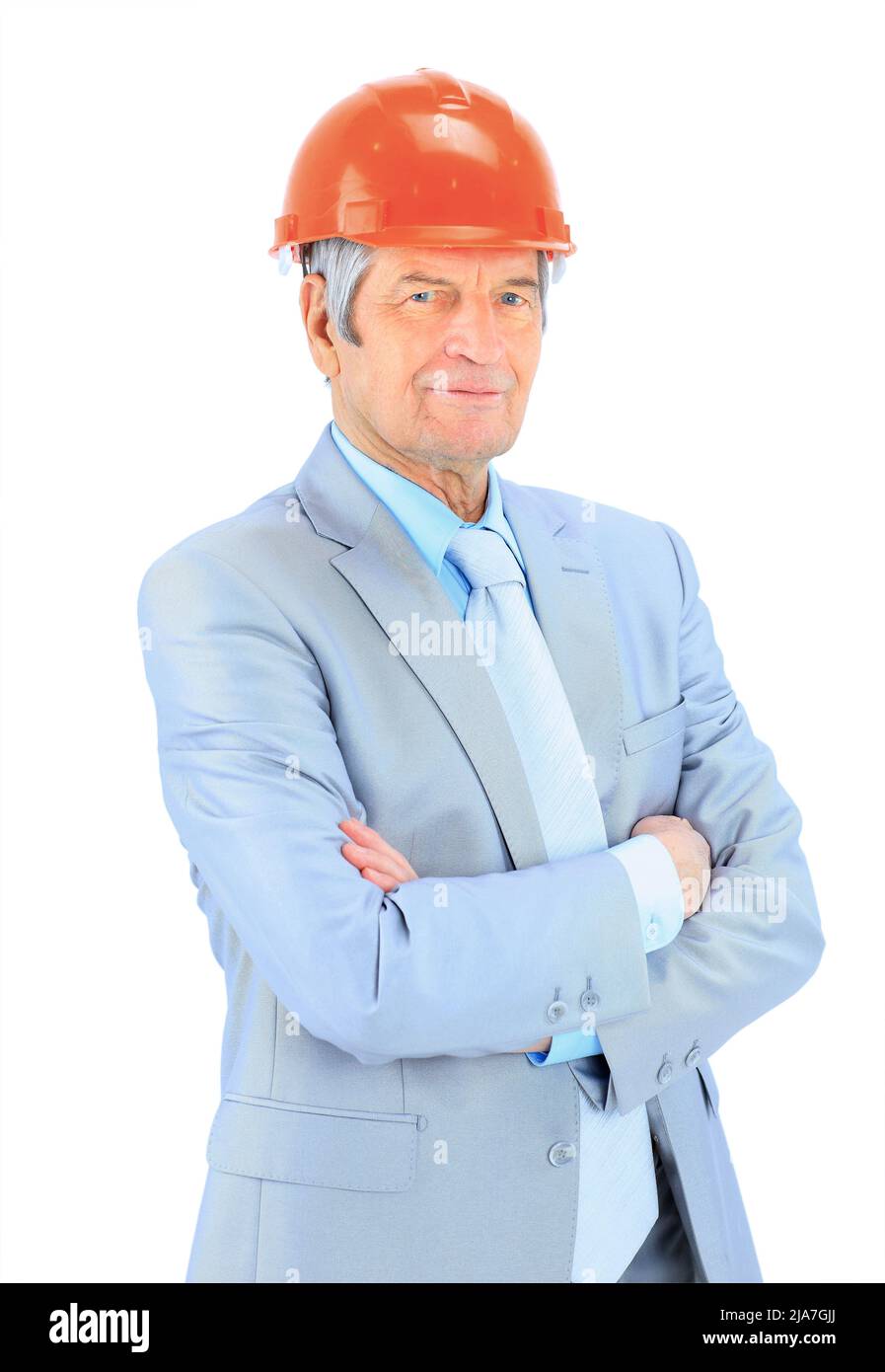Engineer at the age of. Isolated on a white background Stock Photo - Alamy