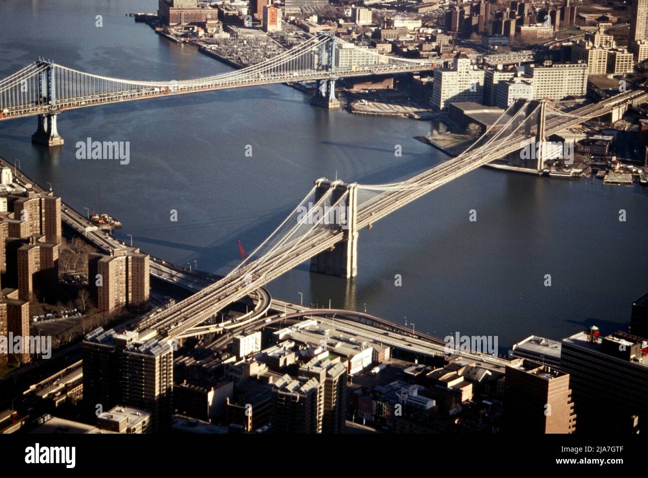 Brooklyn Bridge and Manhattan Bridge seen from World Trade Center ...