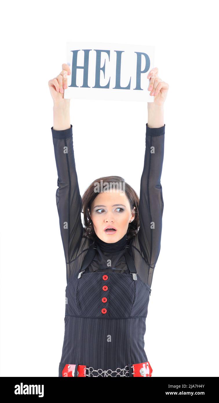 Nice business woman asks for help Stock Photo - Alamy