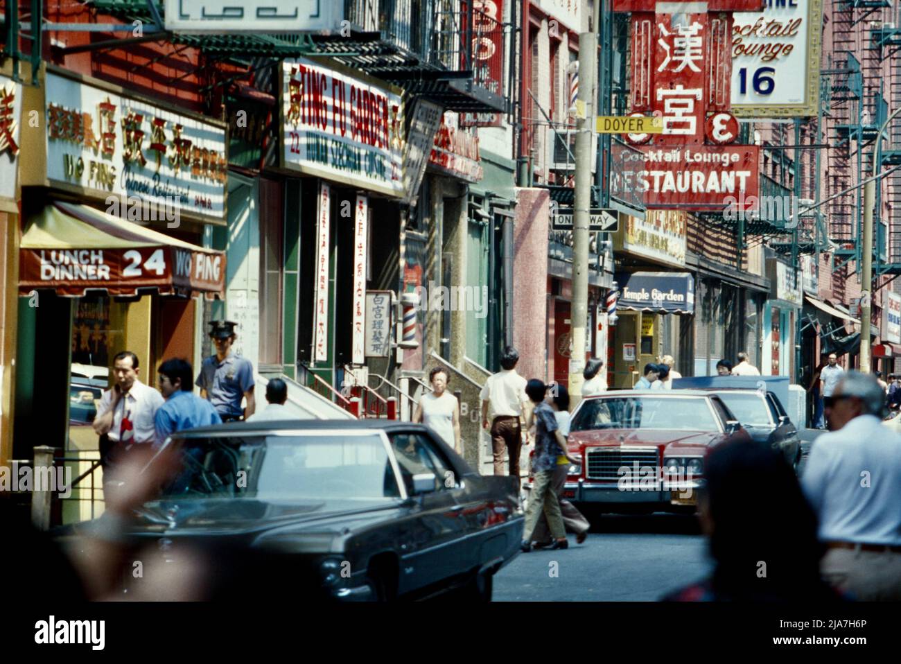 Street in China town in New York City during the summer of 1977 Stock ...